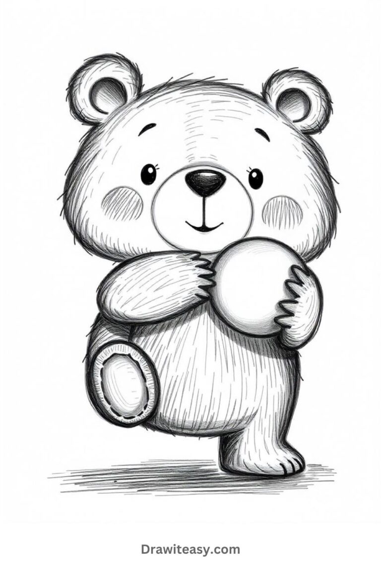 30 Easy Cute Bear Drawing Ideas - Draw It Easy