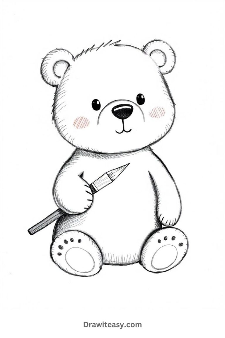 30 Easy Cute Bear Drawing Ideas - Draw It Easy