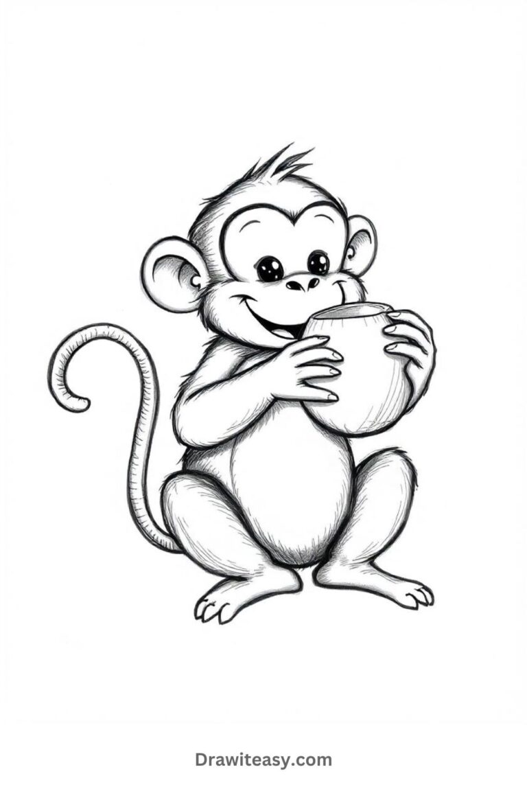26 Cute Easy Monkey Drawing Ideas - Draw It Easy
