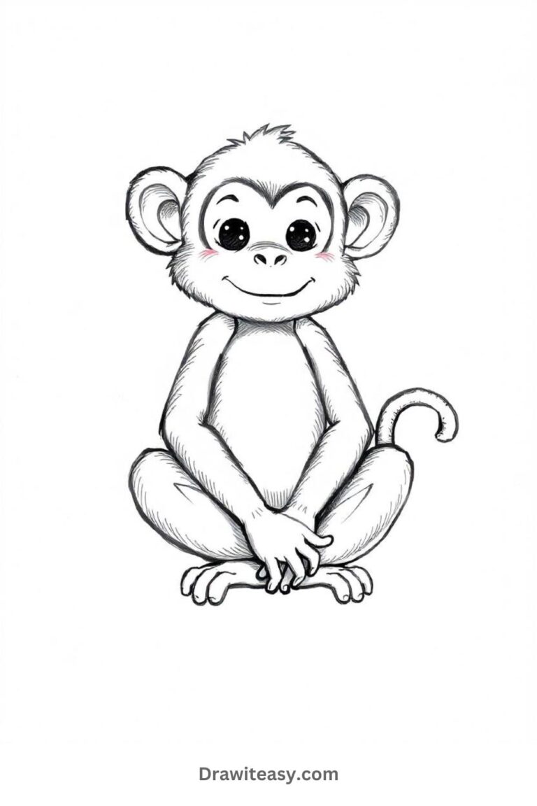 26 Cute Easy Monkey Drawing Ideas - Draw It Easy