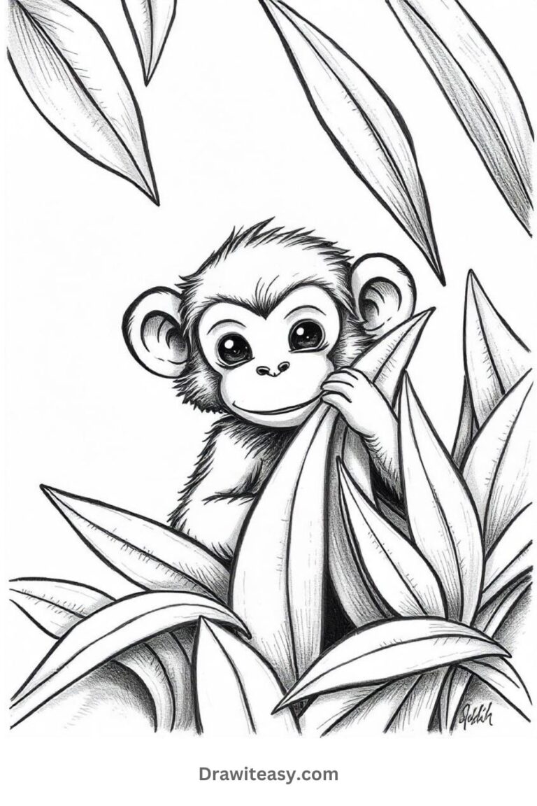 26 Cute Easy Monkey Drawing Ideas - Draw It Easy