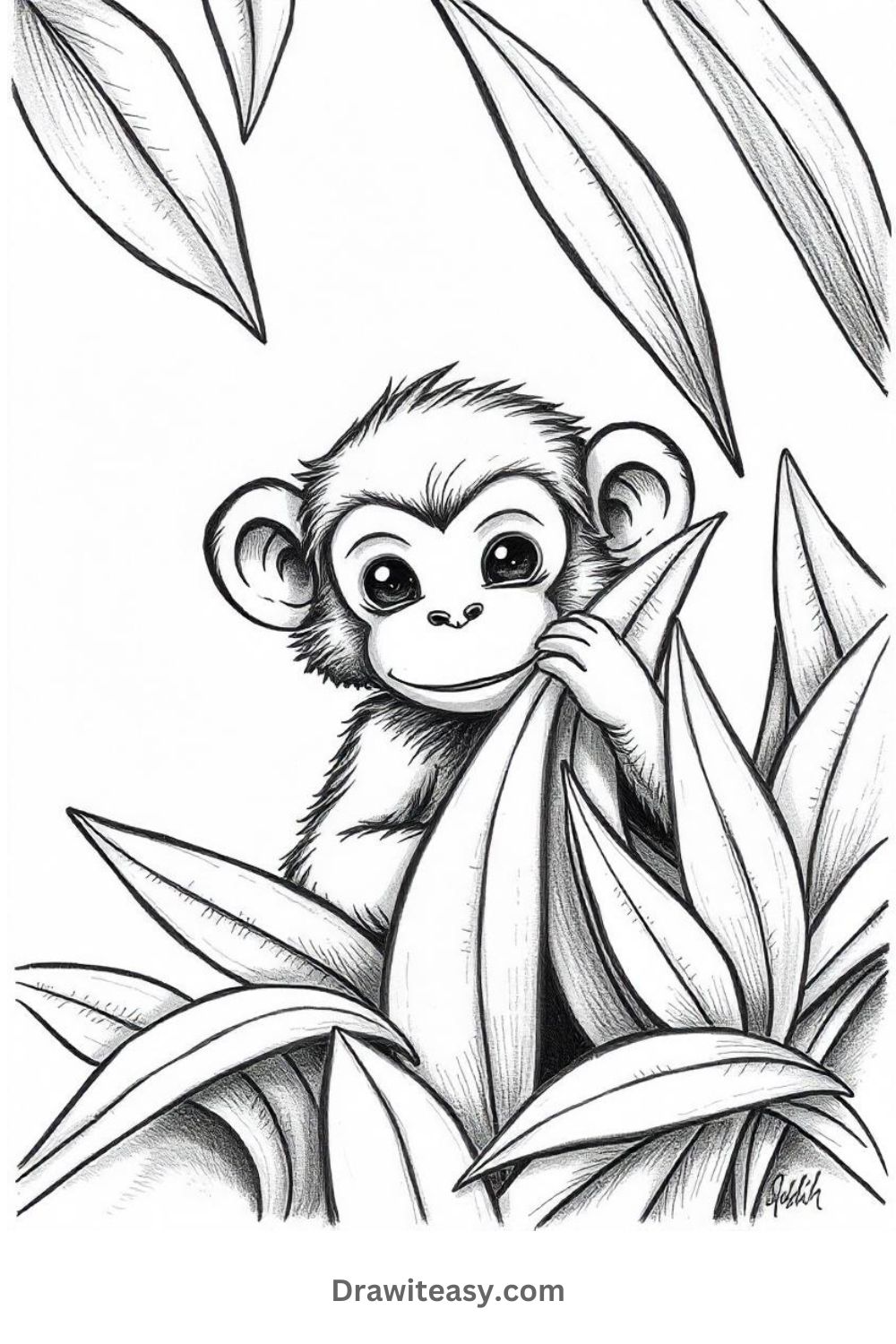 26 Cute Easy Monkey Drawing Ideas - Draw It Easy