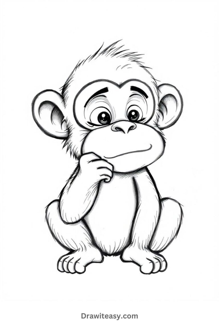 26 Cute Easy Monkey Drawing Ideas - Draw It Easy